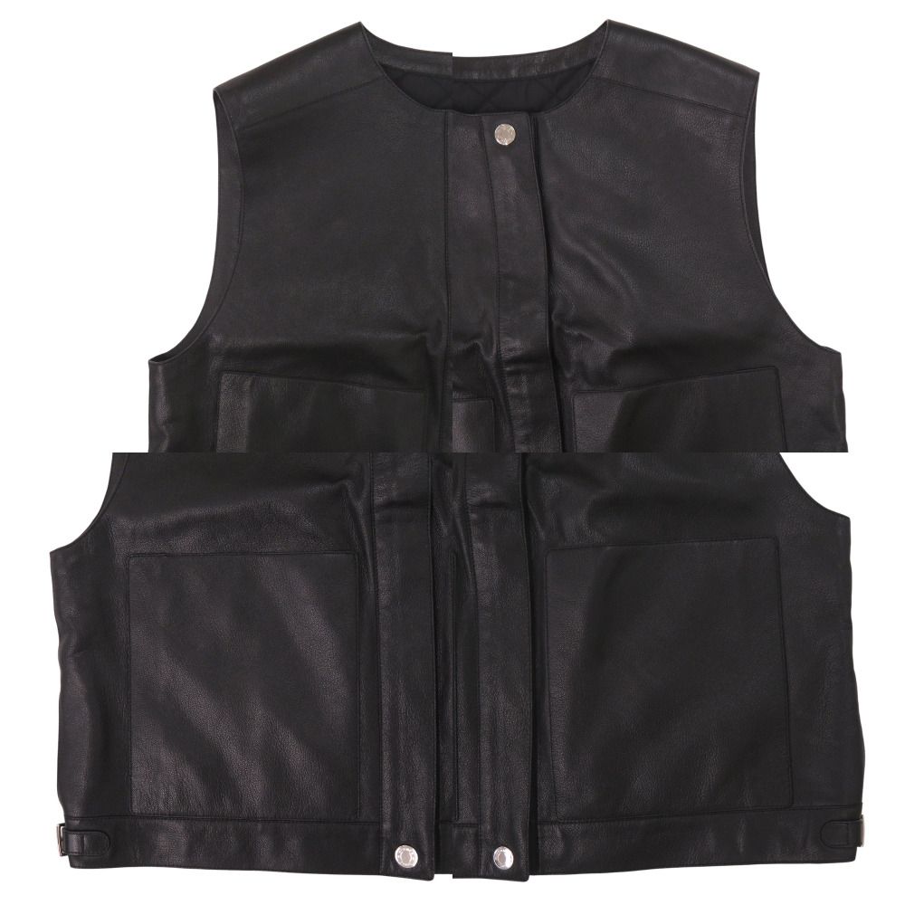 新品同様 エルメス セリエボタン カシミヤ ヤギ革 ブラック