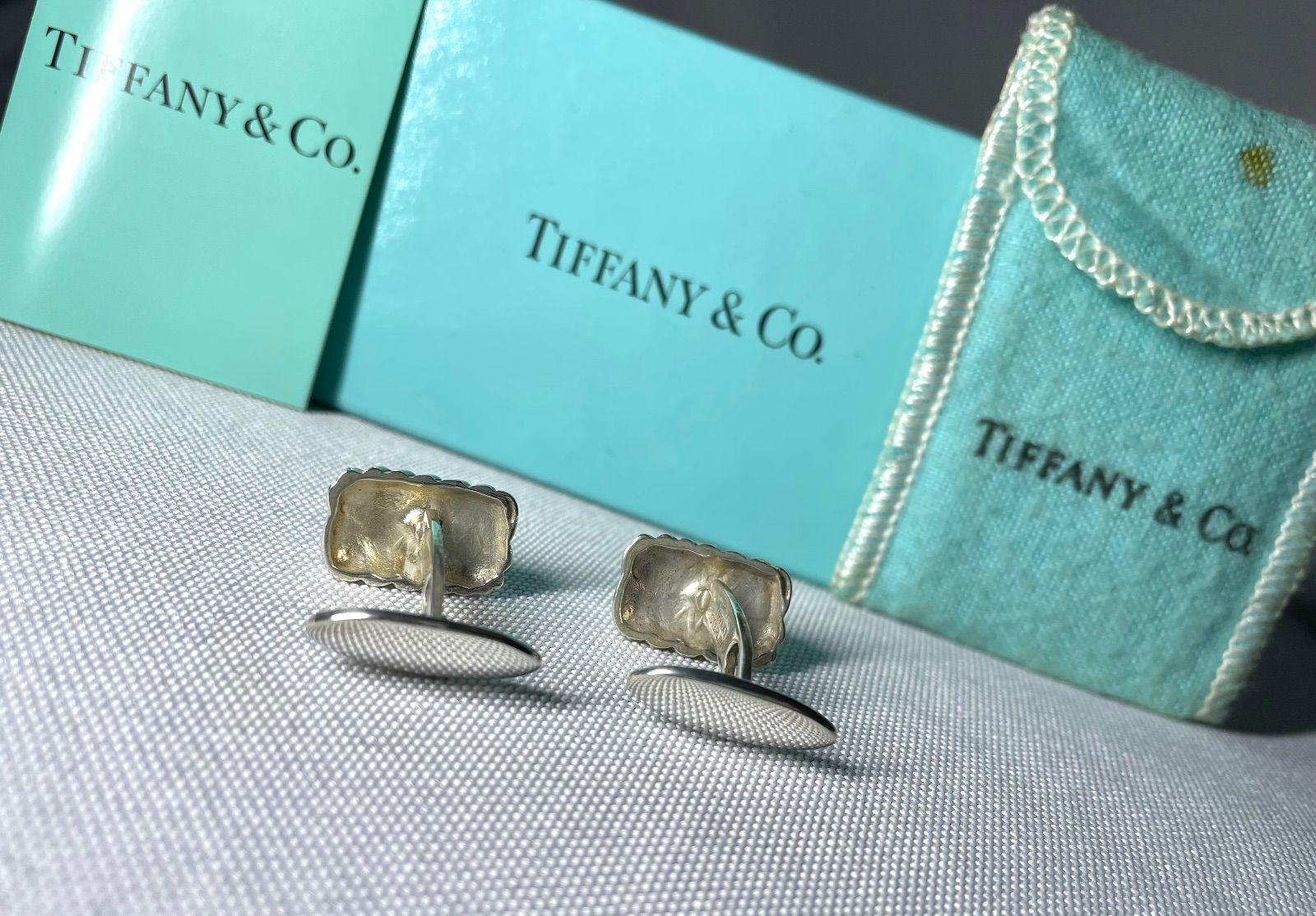ティファニー カフス カフリンクス ヴィンテージ オーバル クラシックリンク 旧式 シルバー製 SV925 メンズ アクセサリー TIFFANY シルバ 美品 Tiffany ティファニー ウェーブライン ヴィンテージ カフス