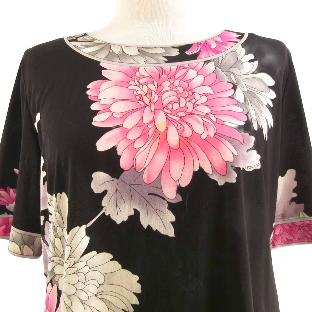 レオナール LEONARD FASHION カットソー 半袖 クルーネック 花柄