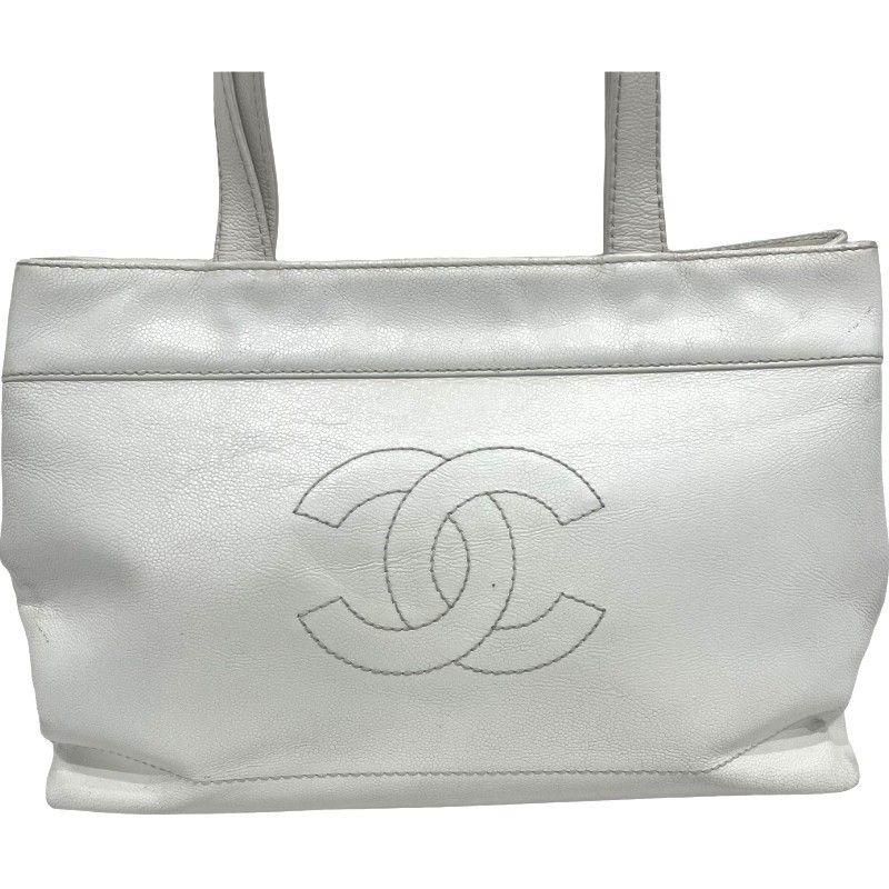 CHANEL シャネル ココマーク トート ホワイト キャビアスキン トート