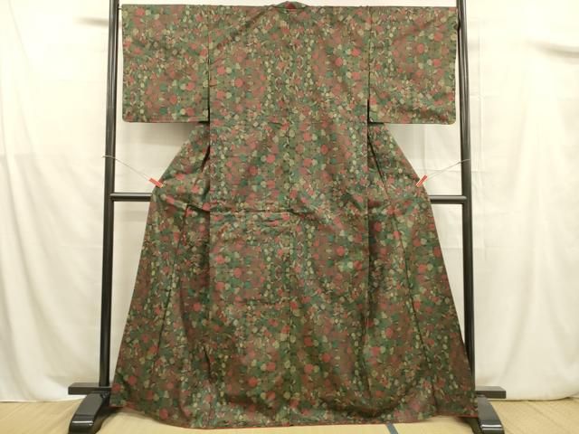 平和屋着物□本場染大島紬 7マルキ 枝花文 正絹 逸品 未使用