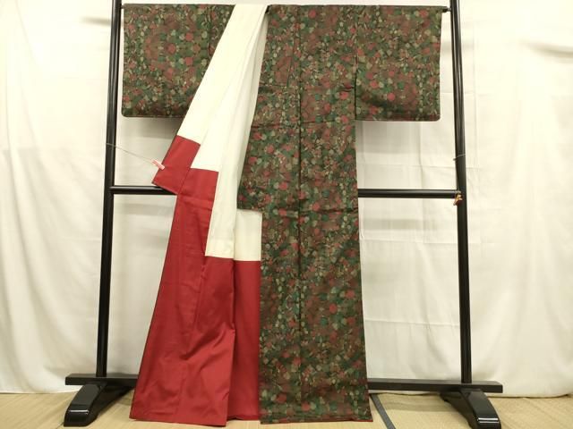 平和屋着物□本場染大島紬 7マルキ 枝花文 正絹 逸品 未使用