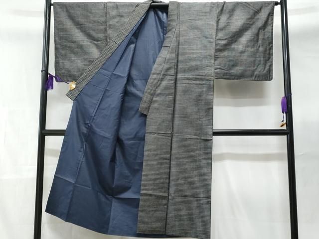 平和屋着物□男性 紬 格子柄 黒地 正絹 逸品 CABB7642fb - メルカリ