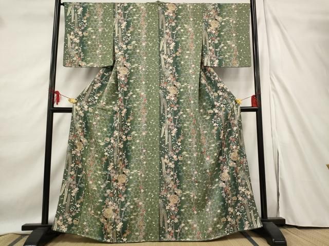 平和屋着物□上質な小紋 雪輪枝花文 暈し染め 金彩 正絹 逸品