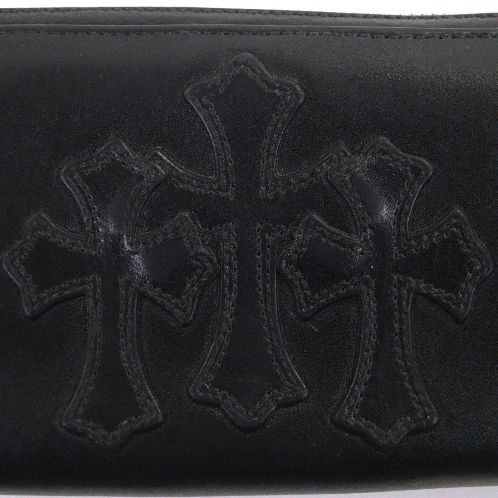クロムハーツ   REC F ZIP 3クロスラウンドジップレザーウォレット財布 中古 GZ11 良品▽CHROME HEARTS クロムハーツ REC F ZIP 3 PTCH 3クロス レザー