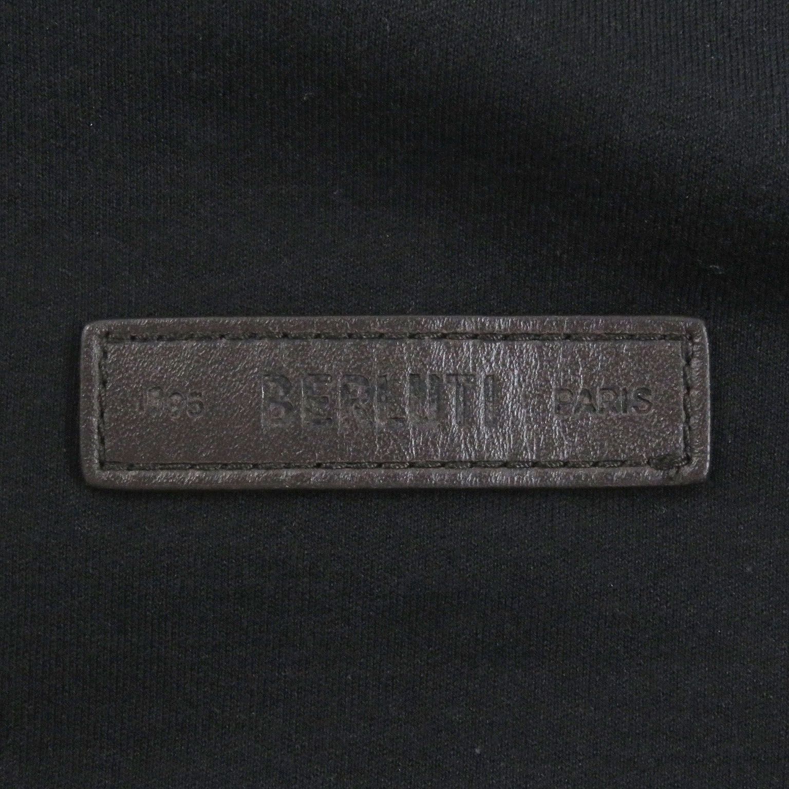 美品□BERLUTI ベルルッティ コットン100％ ロゴレザーパッチ クルー