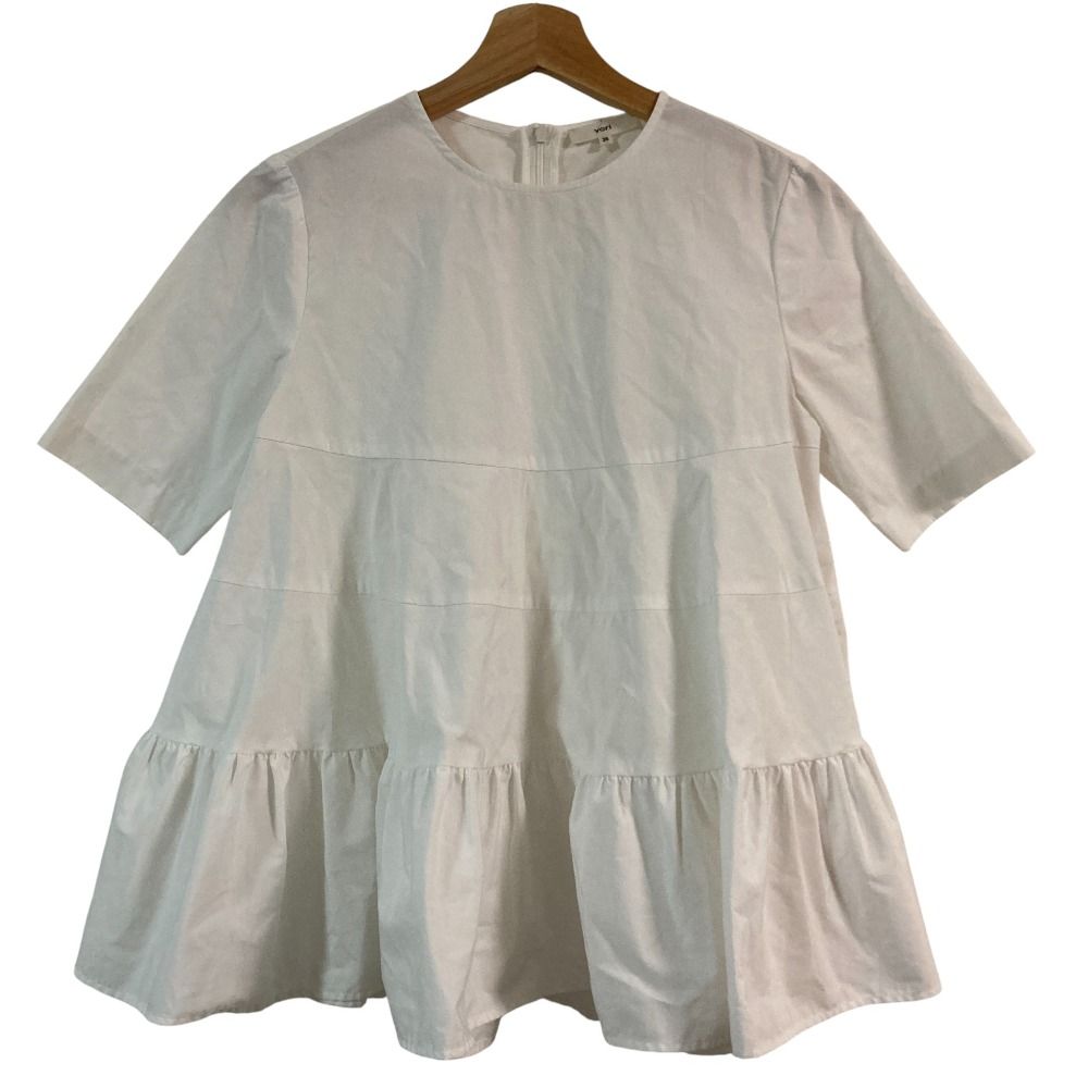 美品 yori ヨリ フクレティアードブラウス サイズ36 ホワイト