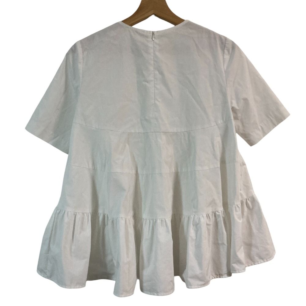 美品 yori ヨリ フクレティアードブラウス サイズ36 ホワイト