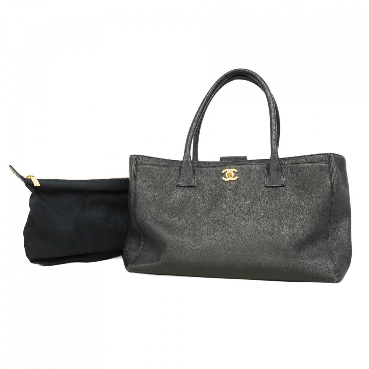 6ab1357-k】シャネル トートバッグ エグゼクティブ レザー ブラック