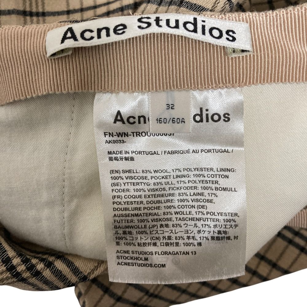 美品 Acne Studios アクネストゥディオズ チェック柄 アンクルパンツ
