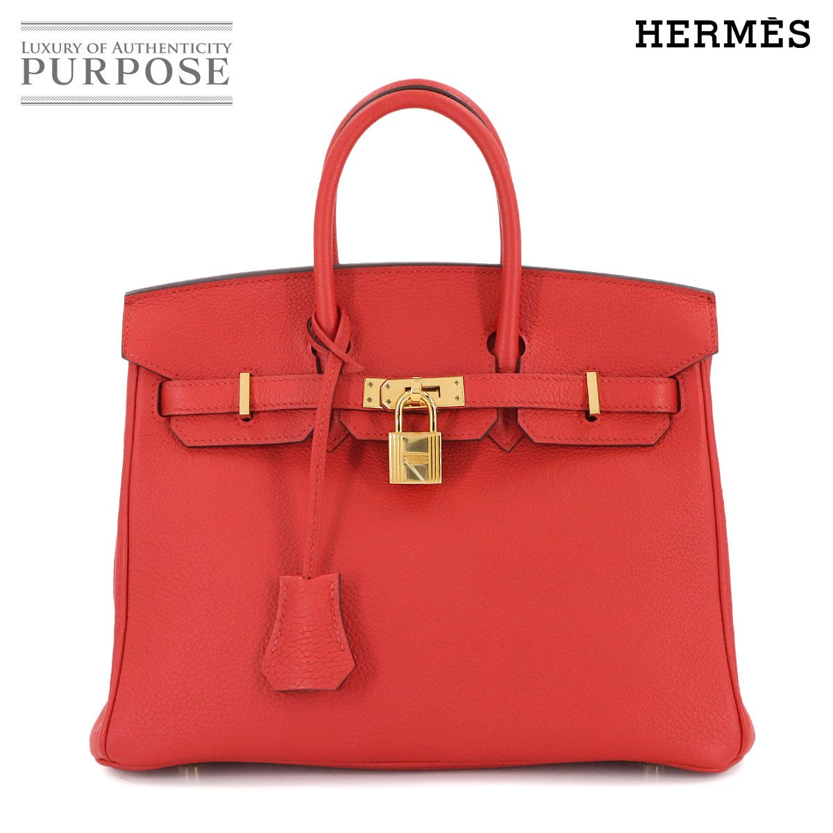 新品同様 エルメス HERMES バーキン25 トゴ ルージュドクー ハンド
