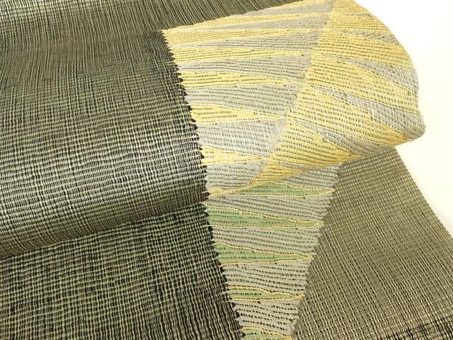 平和屋着物▽スリーシーズン 春夏秋 太鼓柄袋帯 櫛織 市松文 金銀糸