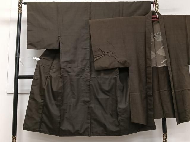 平和屋着物□男性 紬 アンサンブル 格子柄 正絹 逸品 CABB2631xi