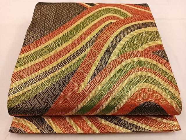 平和屋着物◎佐賀錦 博多織人 黒木織物 本場筑前博多織 六通柄袋帯