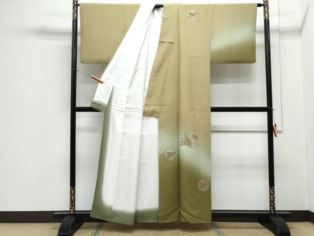 平和屋着物▽訪問着 総刺繍 雪輪風景文 暈し染め 金糸 正絹 逸品