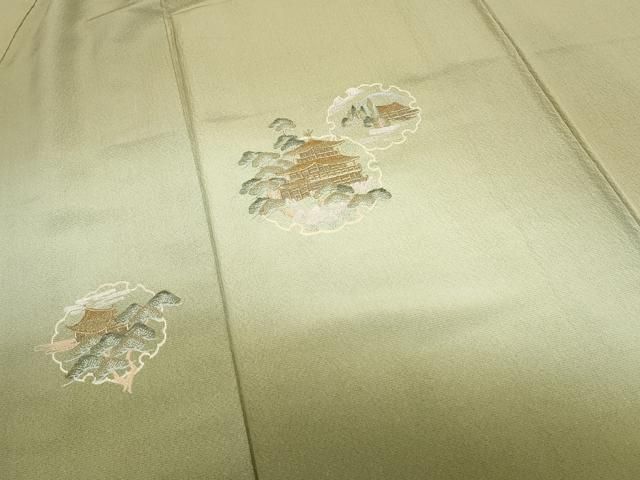 平和屋着物▽訪問着 総刺繍 雪輪風景文 暈し染め 金糸 正絹 逸品