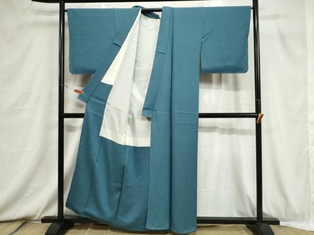 平和屋着物□上質な色無地 草花地紋 錆御納戸色 正絹 逸品 CABB7364dy