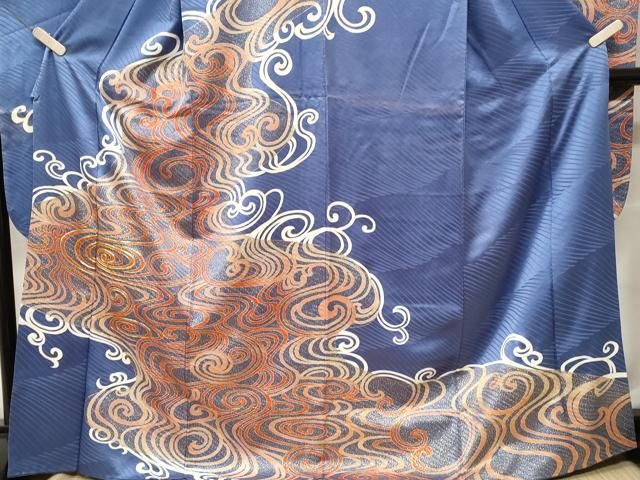 平和屋着物□豪華振袖 駒刺繍 立波文 暈し染め 金彩 正絹 逸品