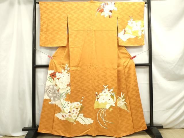 平和屋着物□訪問着 駒刺繍 道長檜扇亀甲花文 金彩 正絹 逸品