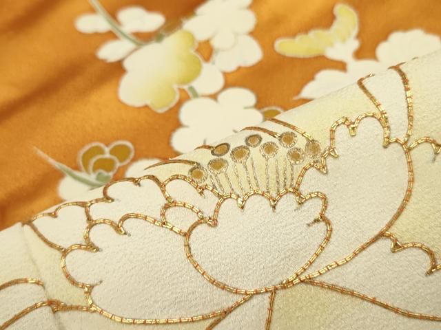 平和屋着物□訪問着 駒刺繍 道長檜扇亀甲花文 金彩 正絹 逸品