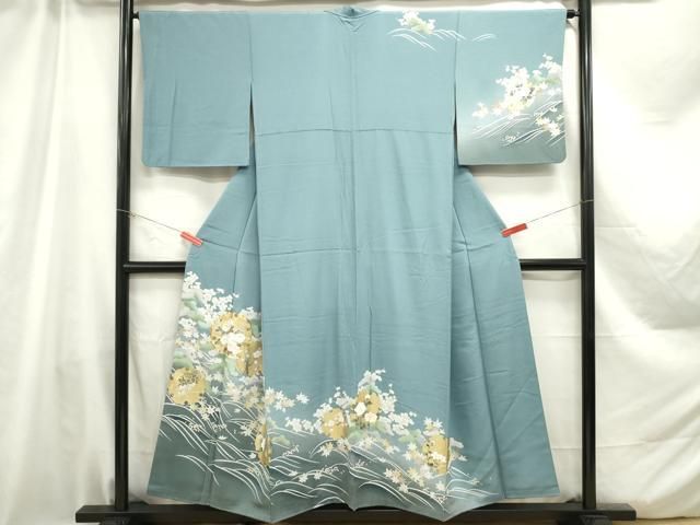 平和屋着物□訪問着 駒刺繍 立波雪輪花松文 暈し染め 金彩 正絹 逸品