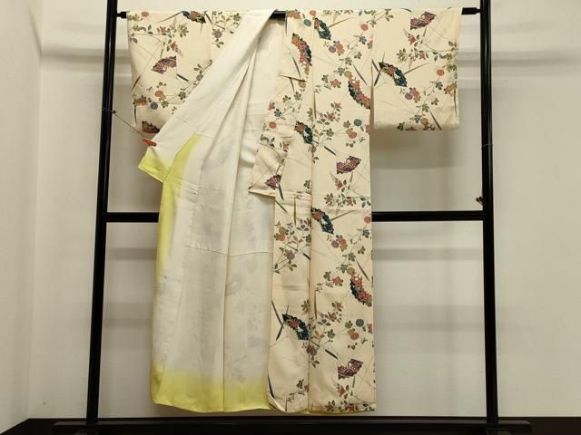 平和屋着物□上質な小紋 桧扇花蝶文 正絹 逸品 CABB3368oy - メルカリ