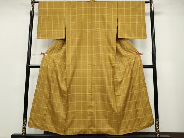 平和屋着物▽黄八丈 紬 千鳥格子 正絹 逸品 CABB6220ut - メルカリ