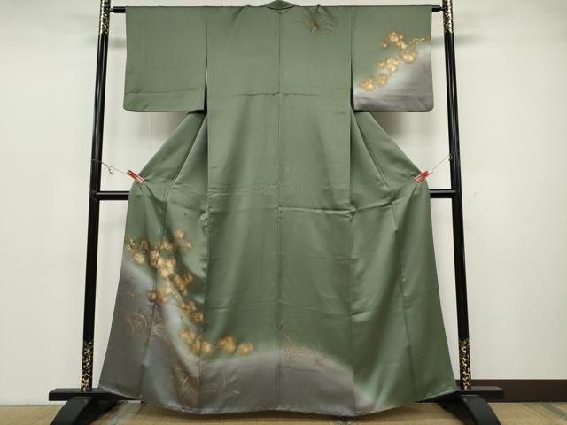 平和屋着物▽訪問着 枝花薄文 暈し染め 金彩 正絹 逸品 CABB6227ut