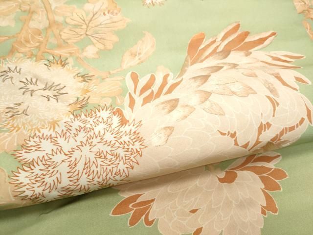 平和屋着物▽アンティーク 大正ロマン 九寸名古屋帯 駒刺繍 草花文