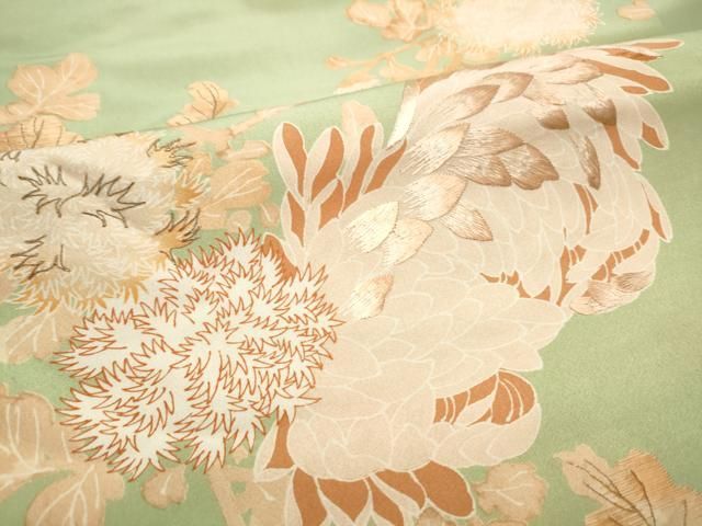 平和屋着物▽アンティーク 大正ロマン 九寸名古屋帯 駒刺繍 草花文