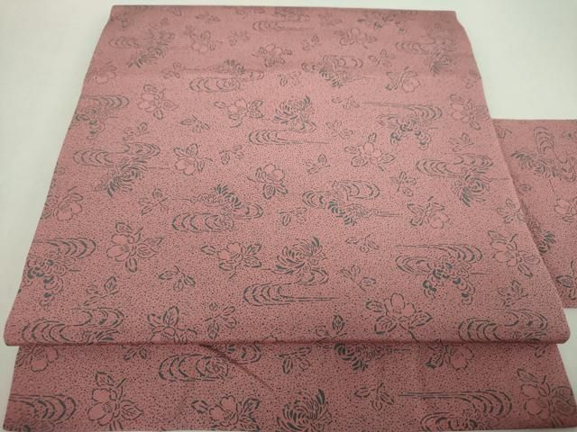 平和屋着物▽全通柄九寸名古屋帯 流水花文 乱菊 正絹 逸品 DABA1829ps