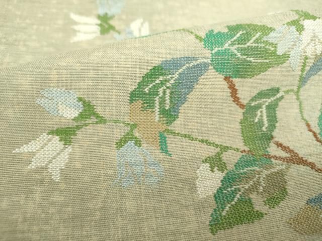 平和屋着物▽太鼓柄袋帯 紬地 草花文 正絹 逸品 DABA1868ps - メルカリ