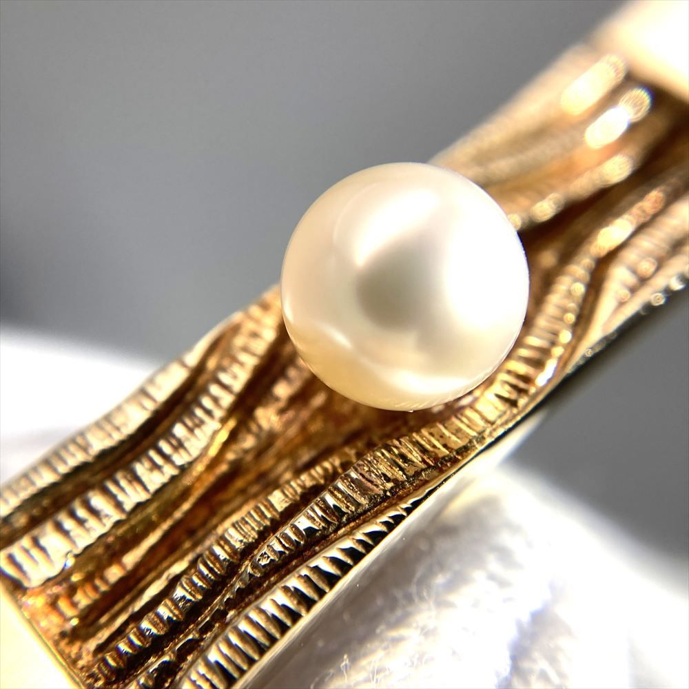 ミキモト MIKIMOTO パール デザイン タイピン K14YG 7.4g イエロー