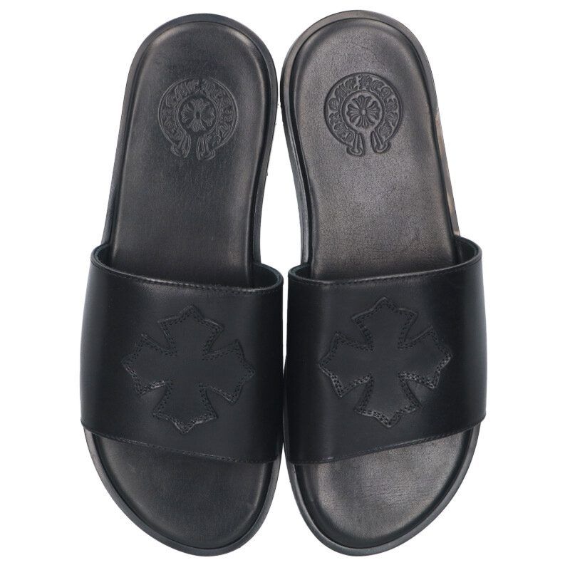 クロムハーツ CH SLIDE LEATHER CHプラスパッチレザーサンダル メンズ