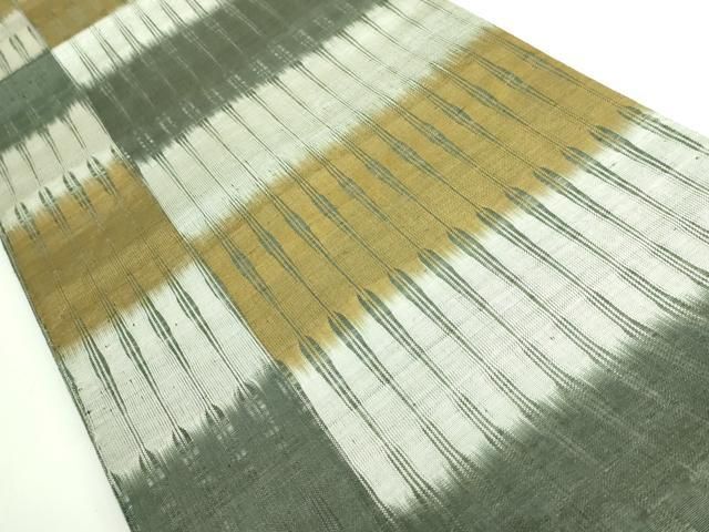 平和屋本店○極上 芭蕉布 全通柄袋帯 変わり市松 染織作家:みなみ修郎