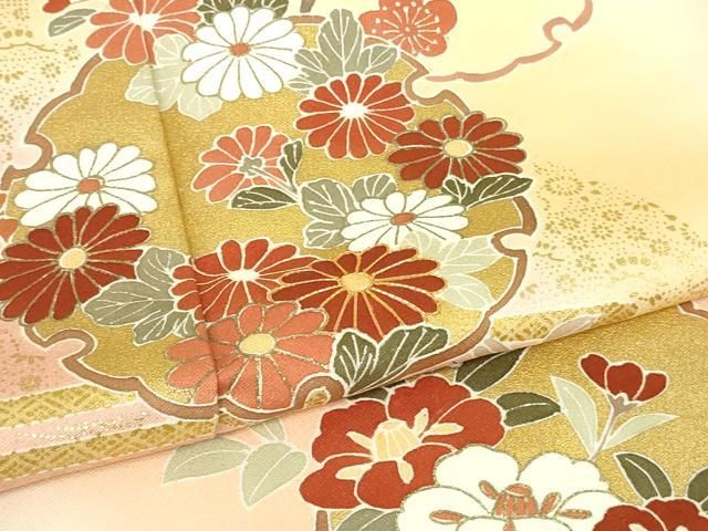 平和屋本店○極上 創業460年・千總 訪問着 雪輪草花文 虹色地 暈し染め