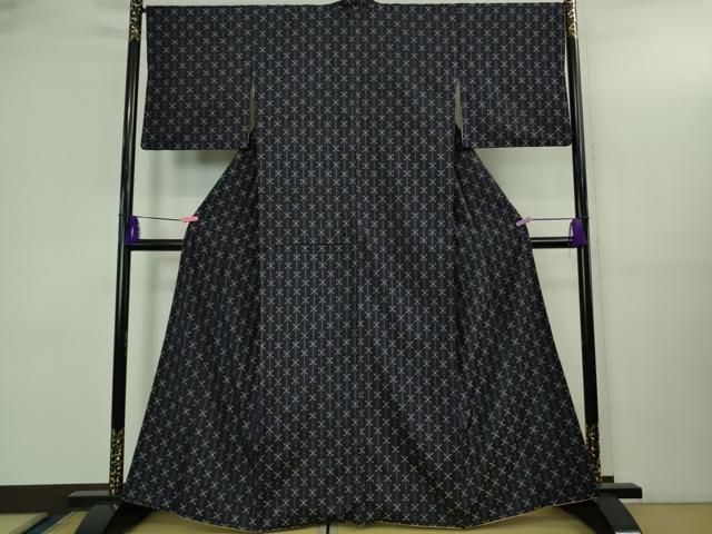 平和屋着物●本場琉球　読谷山花織　紬地　九寸名古屋帯　横段文　正絹　逸品　DAAZ0855ps 平和屋本店○極上 本場琉球 読谷山花織 紬地 濃藍色地 逸品