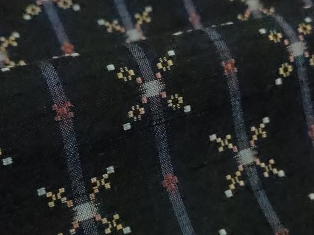 平和屋本店○極上 本場琉球 読谷山花織 紬地 濃藍色地 逸品