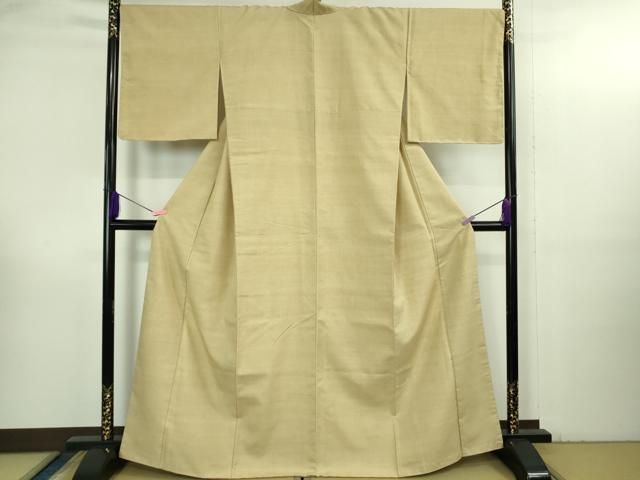 平和屋本店○極上 本場結城紬 重要無形文化財 色無地 浅黄色 逸品