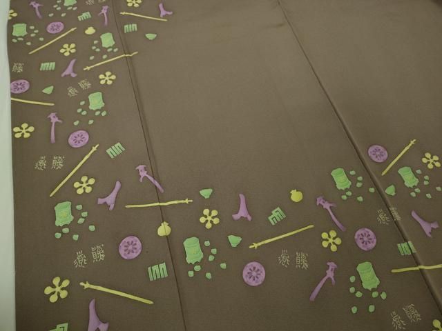 平和屋本店○極上 本加賀友禅作家 由水煌人 訪問着 源氏香 灯篭 陶器