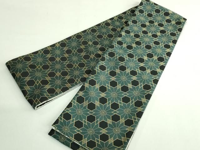 平和屋本店○極上 西陣 木野織物 菱屋善兵衛謹製 両面 半幅帯 花唐草