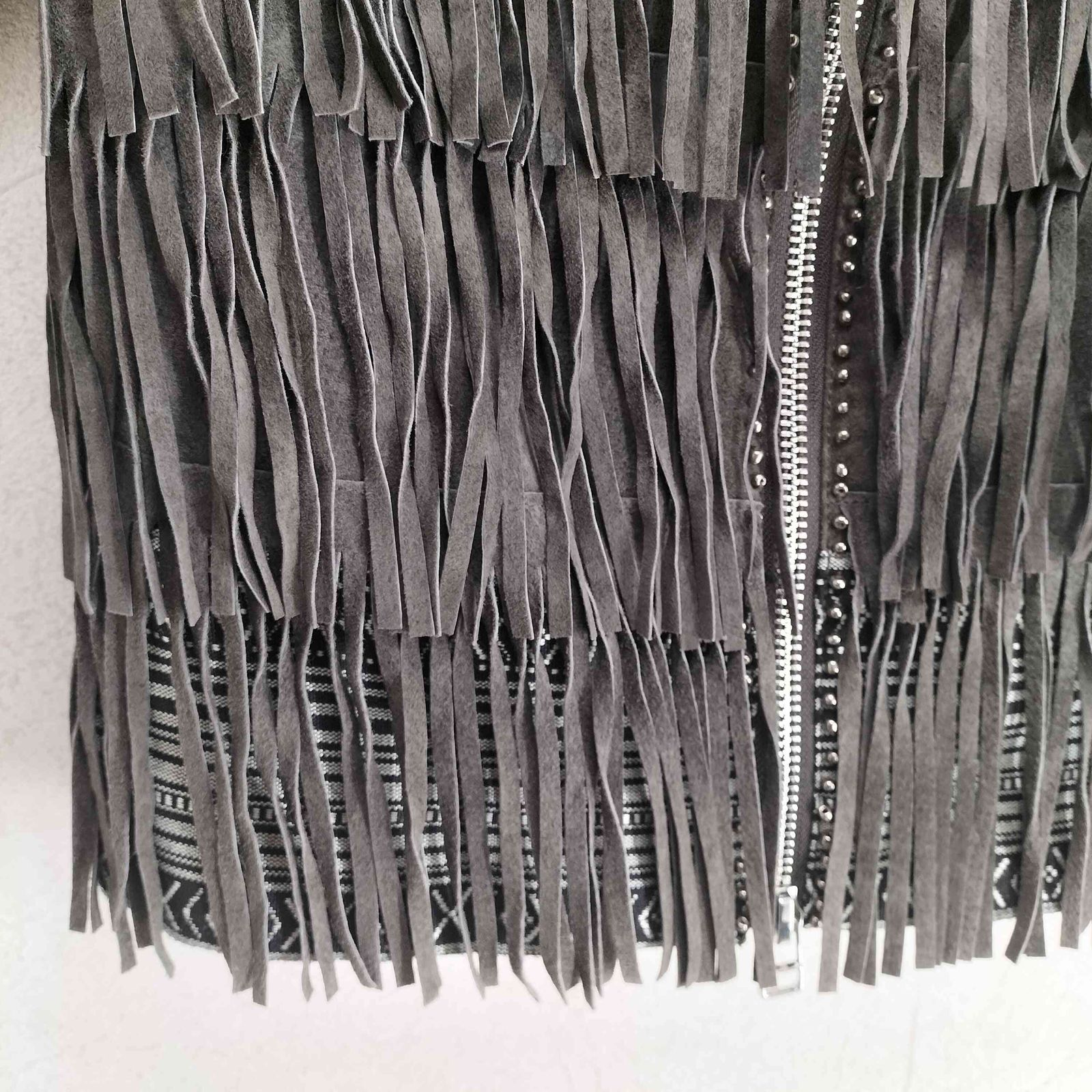 ユーズドフルギ USED古着 pig leather ピッグレザーネイティブ柄切替