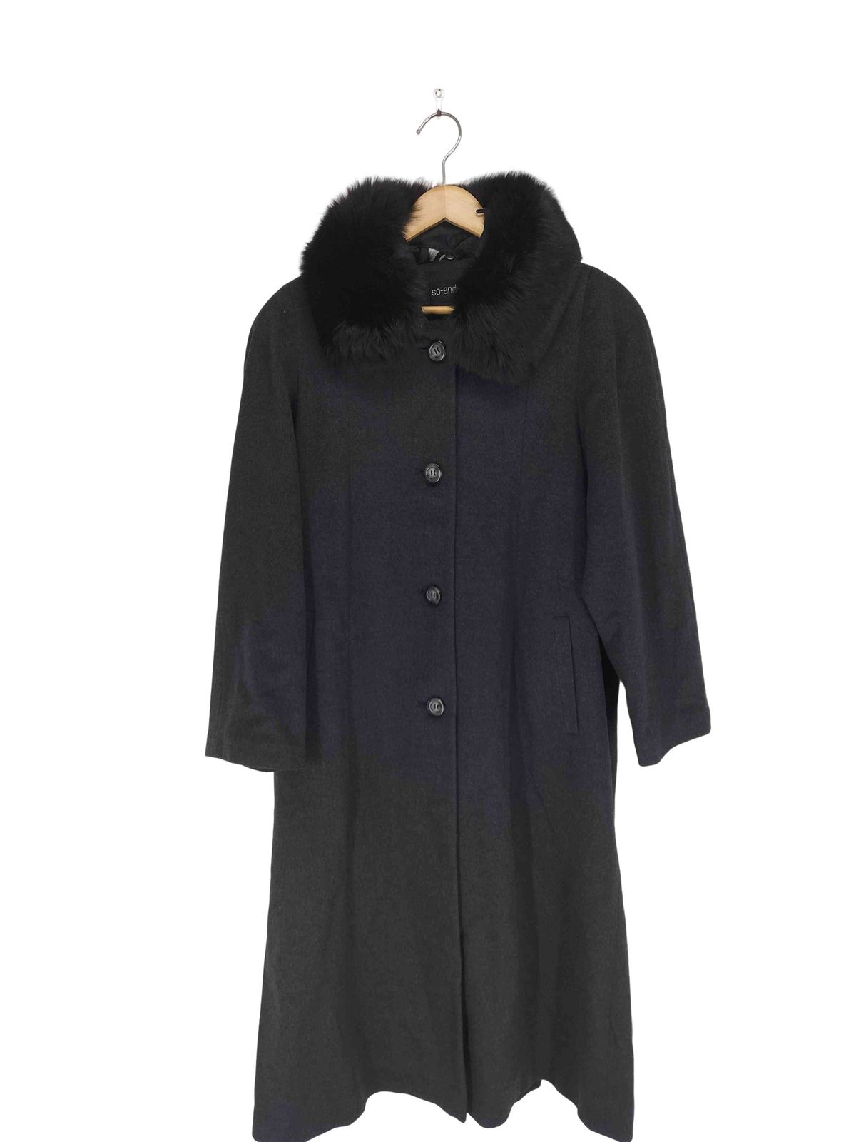 ユーズドフルギ USED古着 襟ファーカシミヤ100 ステンカラーコート