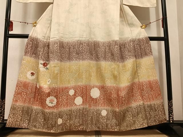 平和屋着物□訪問着 刺繍 雪輪枝花文 暈し染め 正絹 逸品 AABF2474ph