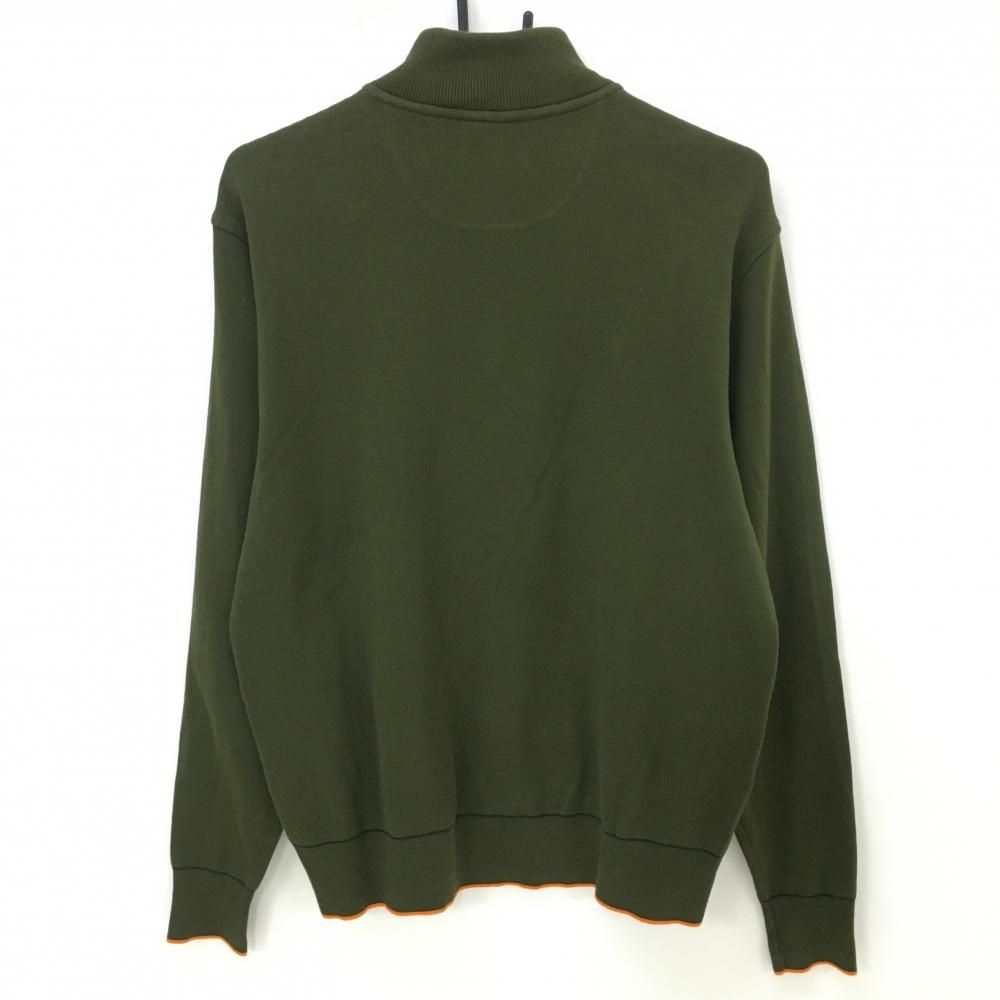 BURBERRY GOLF(バーバリーゴルフ) ウールハイネックセーター メンズ JPN：M 【中古】【ブランド古着バズストア】 バーバリーゴルフ 長袖ハイネックシャツ カーキ ハーフジップ 綿100