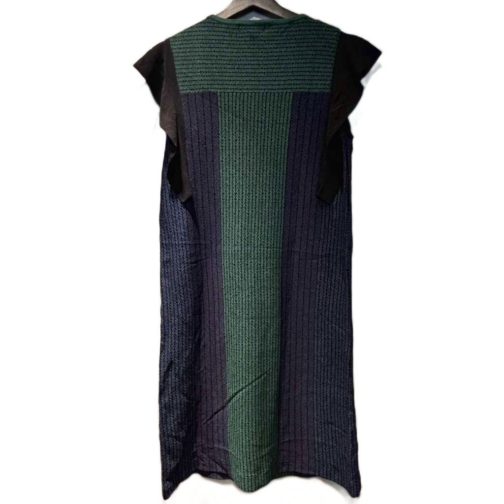 ソニアリキエル SONIA RYKIEL ニットワンピース ひざ丈 総柄 38 カーキ 紺 ネイビー FY - メルカリ