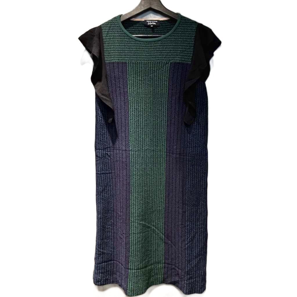 ソニアリキエル SONIA RYKIEL ニットワンピース ひざ丈 総柄 38 カーキ 紺 ネイビー FY - メルカリ