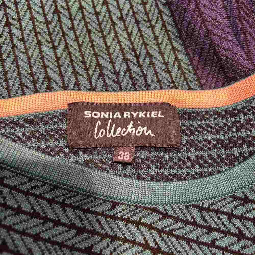 ソニアリキエル SONIA RYKIEL ニットワンピース ひざ丈 総柄 38 カーキ 紺 ネイビー FY - メルカリ