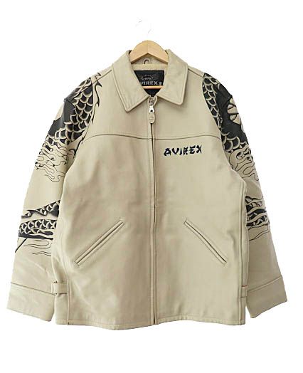 アヴィレックス AVIREX DRAGON&SNAKE TRACKER JACKET ドラゴン ＆ スネーク レザー ジップ トラッカー ...