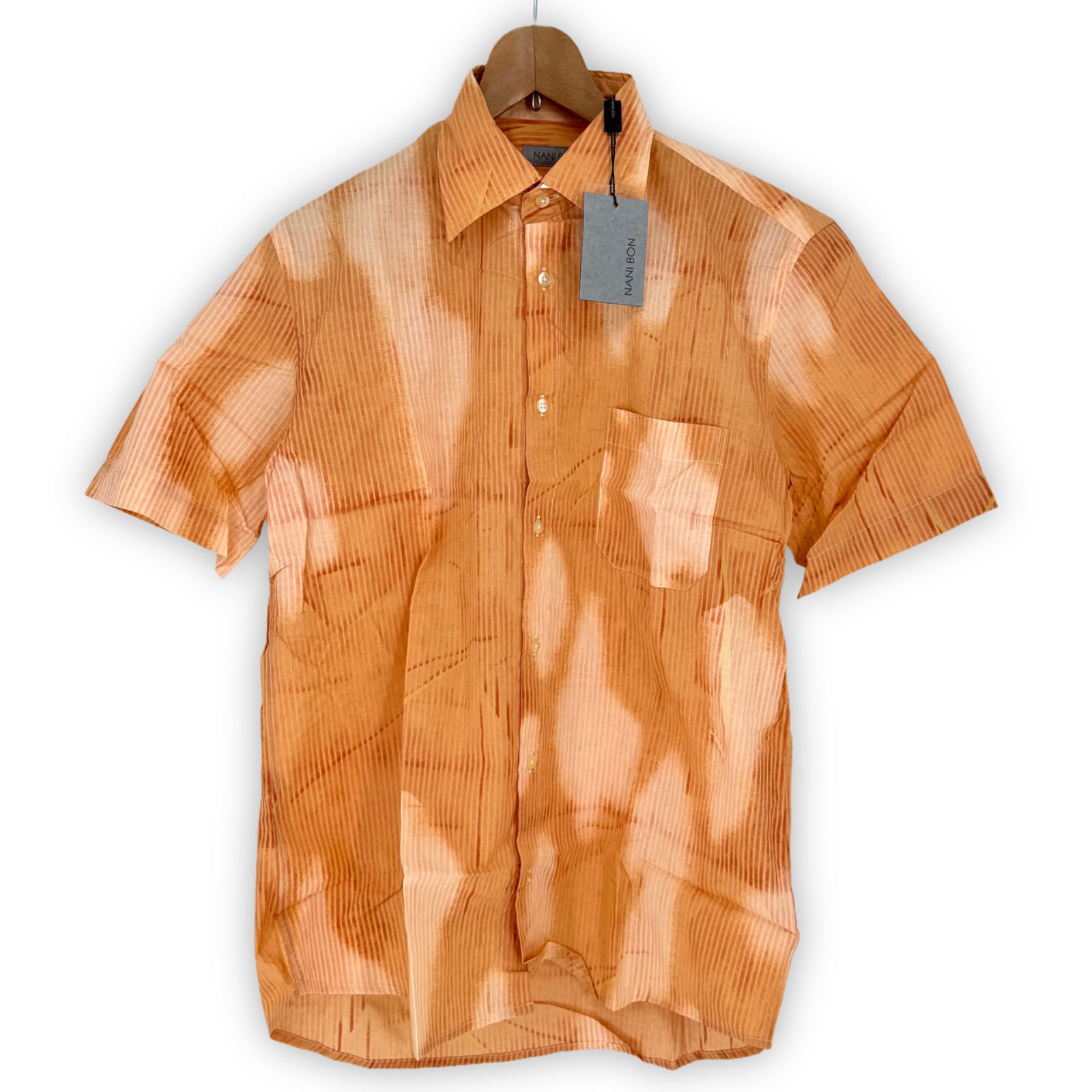 vintage イタリア製 NANI BON ナニボン 半袖シャツ XL ヴィンテージ ストライプ ブリーチ加工 オレンジ メンズ - メルカリ